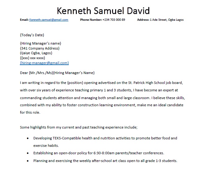 Sample Cover Letter For Job Application In Nigeria Wallpaper Penny Matrix